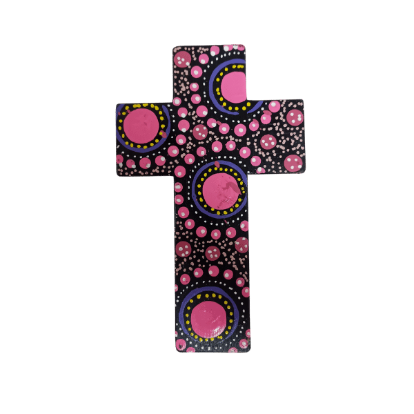 Indigenous Cross Hand Painted 15CM R2 | Online Christian Supplies Shop