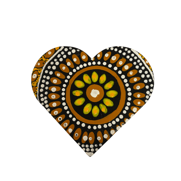 HAND PAINTED INDIGENOUS MAGNETIC HEART 24