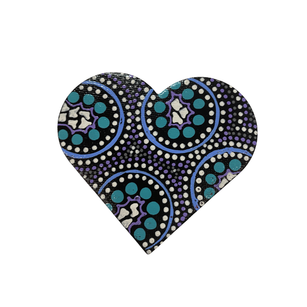 HAND PAINTED INDIGENOUS MAGNETIC HEART 43