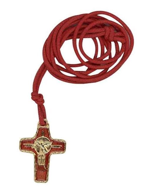 Cross Confirmation Symbols Gold / Red Enamel With Cord | Online ...